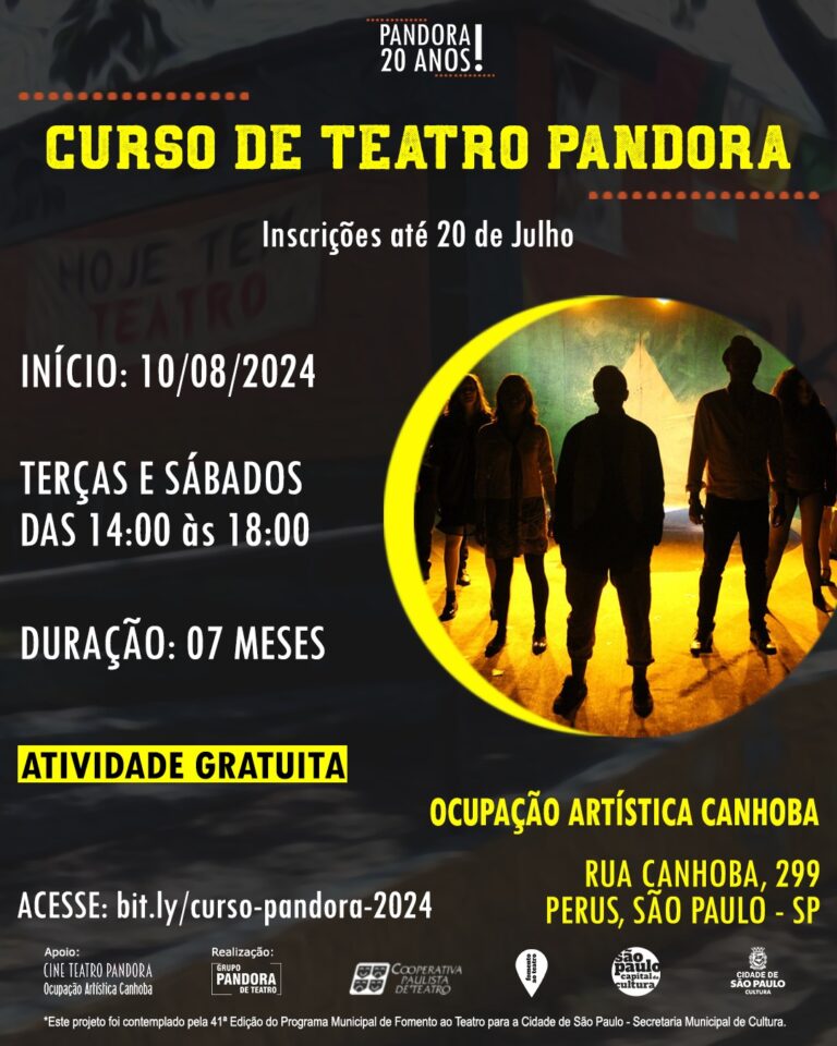3ª edição do Curso de Teatro Pandora tem inscrições gratuitas e ajuda ...